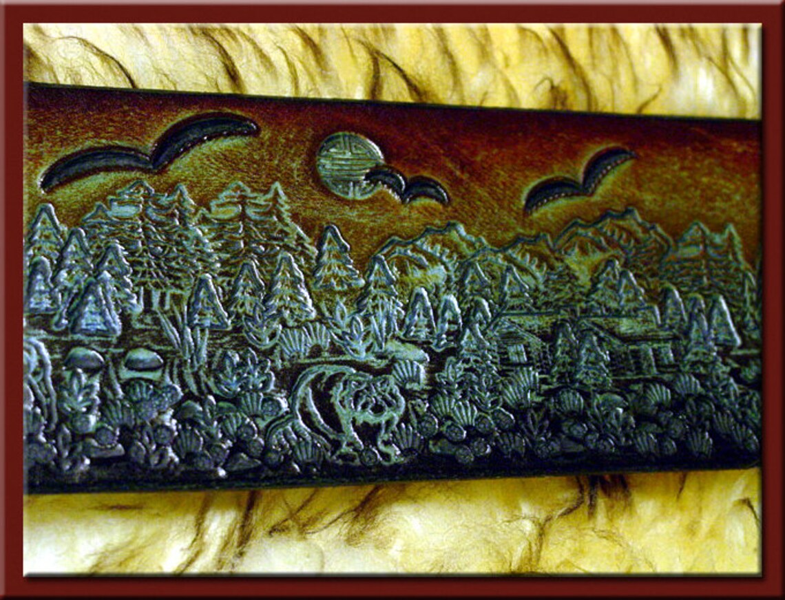 MOUNTAIN SCENE Design • A Beautifully Hand Tooled, Hand Crafted Leather ...