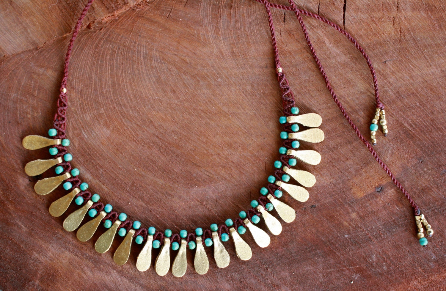 Tribal necklace gold turquoise necklace ethnic necklace | Etsy