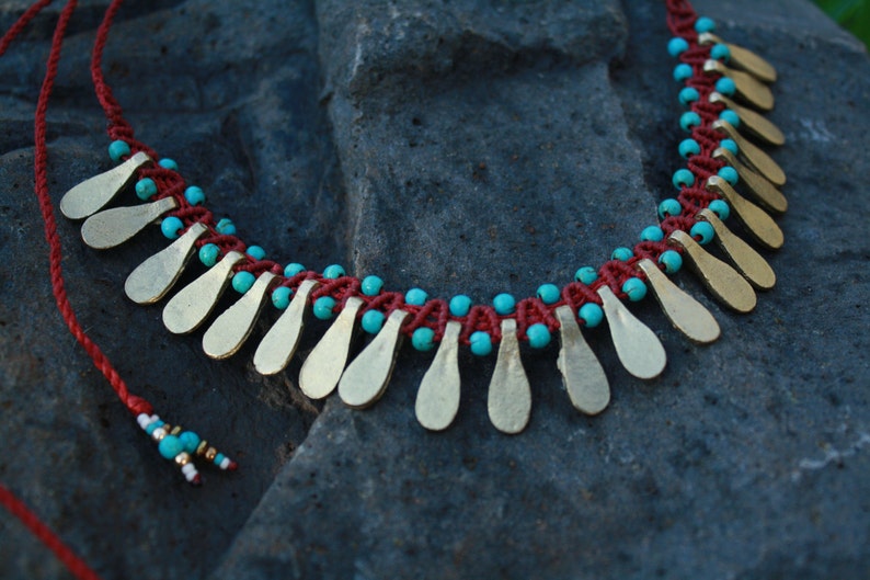 Tribal necklace gold turquoise necklace ethnic necklace | Etsy