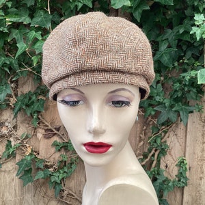 Tweed 6 Panel Round Beret, Recycled Wool Fabric Cap - Etsy