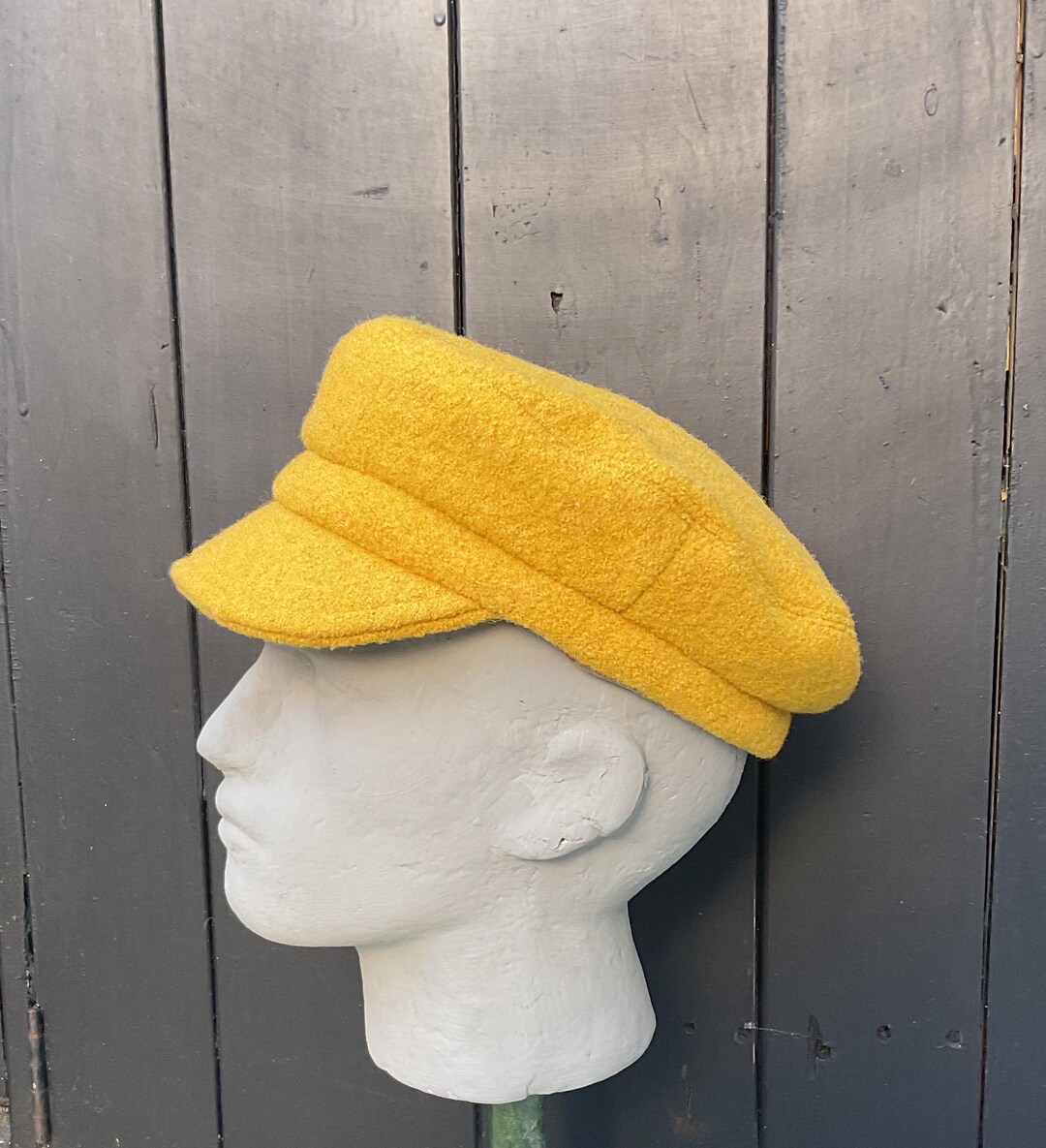 Mustard Yellow Boiled Wool Fiddler Cap, Captains Cap Made From Recycled ...