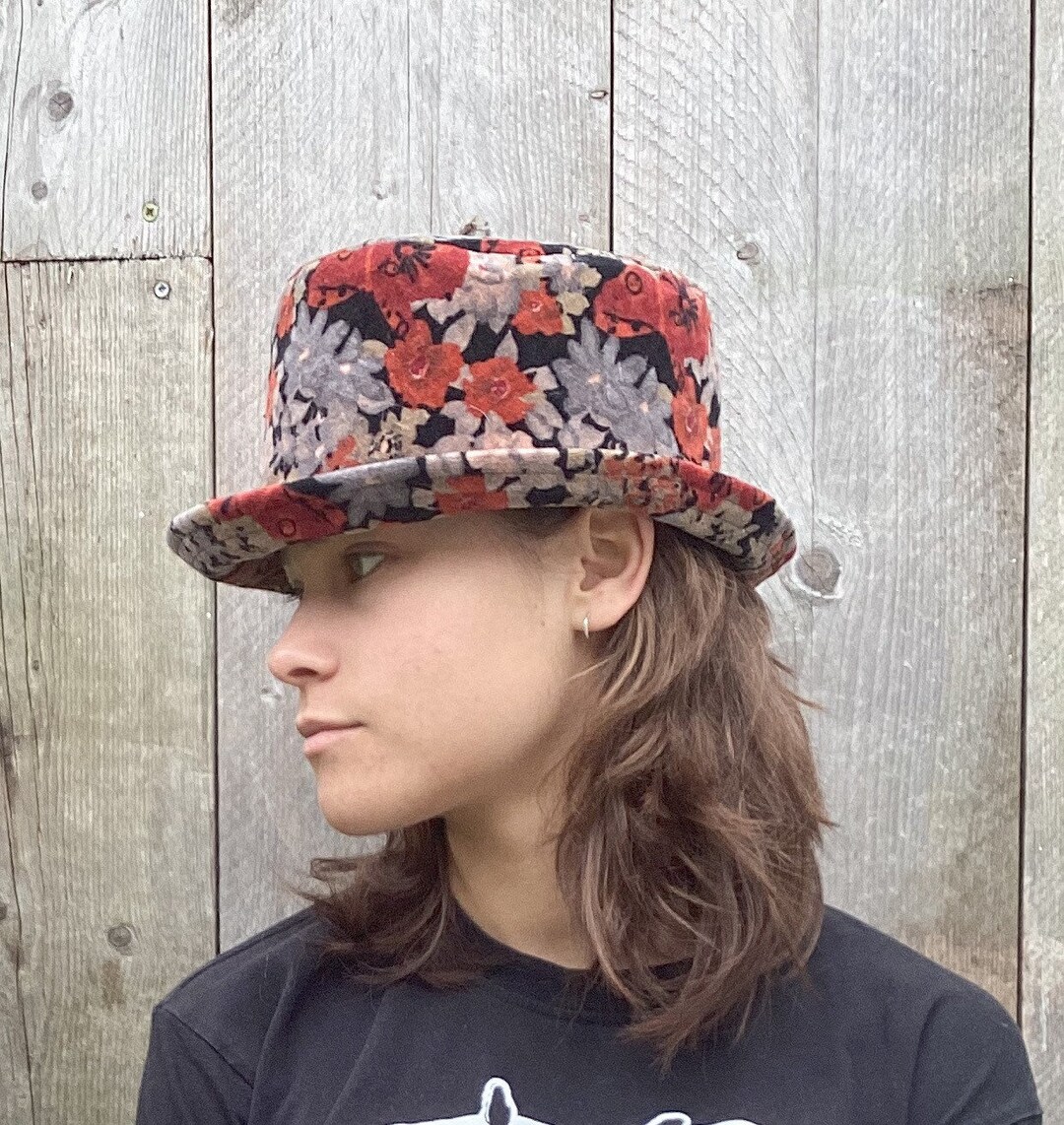 Red Velvet Shallow Top Hat Made From Recycled Fabric, Cos Play Hat - Etsy