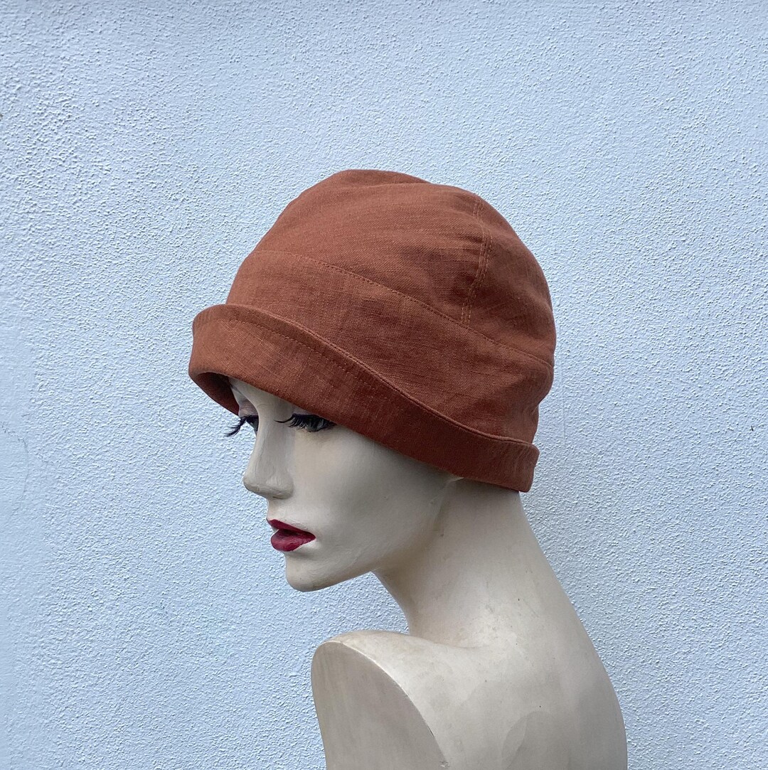 Chic Orange Linen Small Brim Cloche Hat - Handmade Stylish Hat - Etsy
