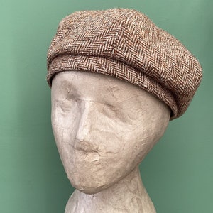 Tweed 6 Panel Round Beret, Recycled Wool Fabric Cap - Etsy