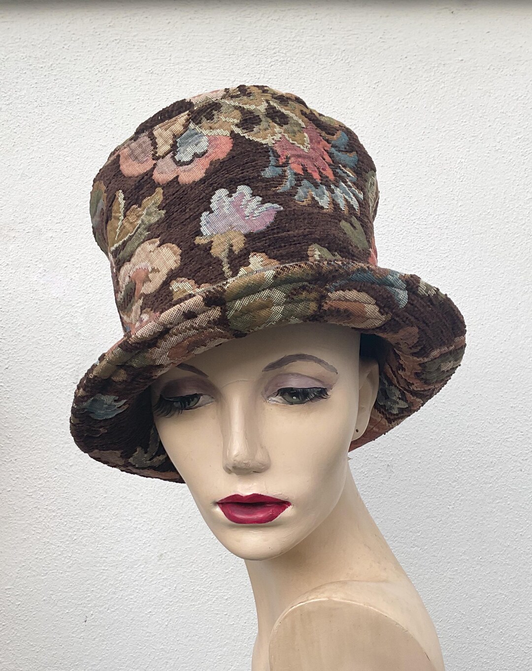 Eco-friendly Artisan Top Hat, Floral Tapestry Fabric, Unconstructed Top ...
