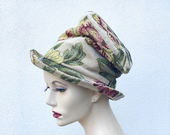 Eco-friendly Artisan Top Hat, Floral Tapestry Fabric, Unconstructed Top ...