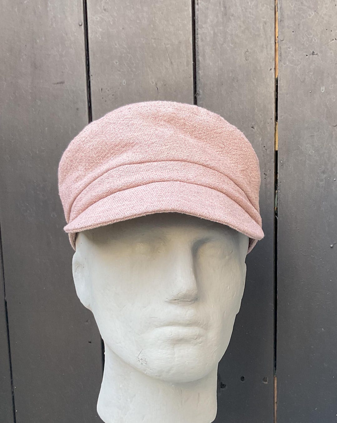 Pink Linen Fisherman Cap: Handmade Fiddler Hat, Size M - Etsy