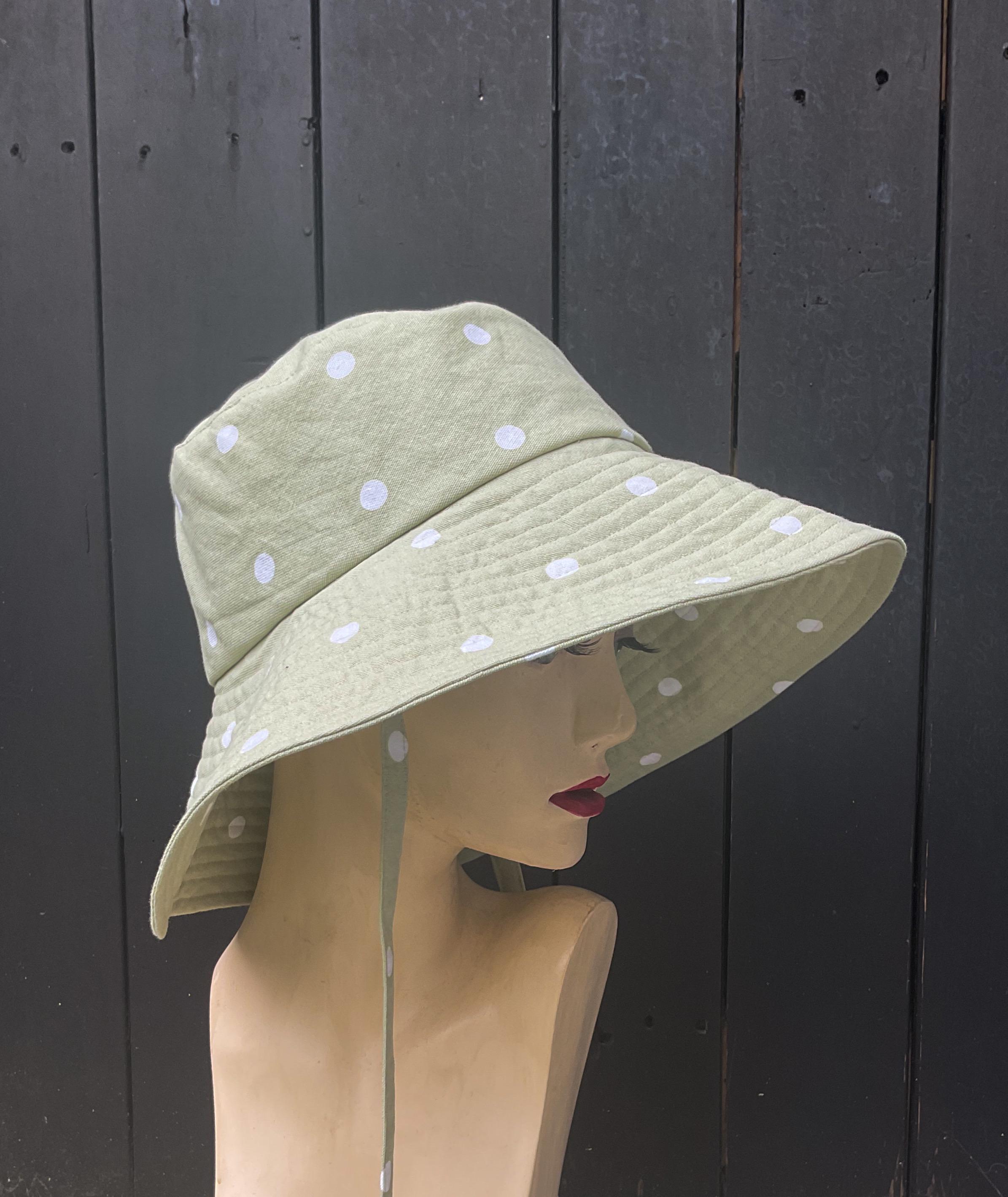 Wide Brim Sun Hat With Ties: Recycled Spotty Cotton Beach Hat - Etsy