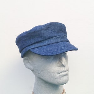 Stylish Upcycled Blue Jeans Cap - Handmade Breton Cap in Extra Large ...