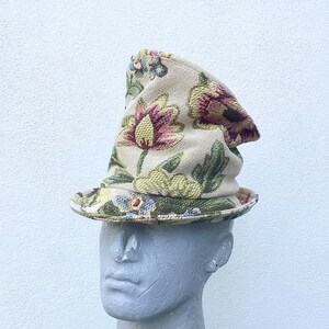 Eco-friendly Artisan Top Hat, Floral Tapestry Fabric, Unconstructed Top ...