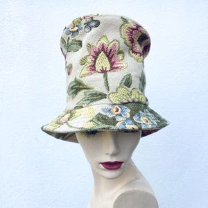 Eco-friendly Artisan Top Hat, Floral Tapestry Fabric, Unconstructed Top ...