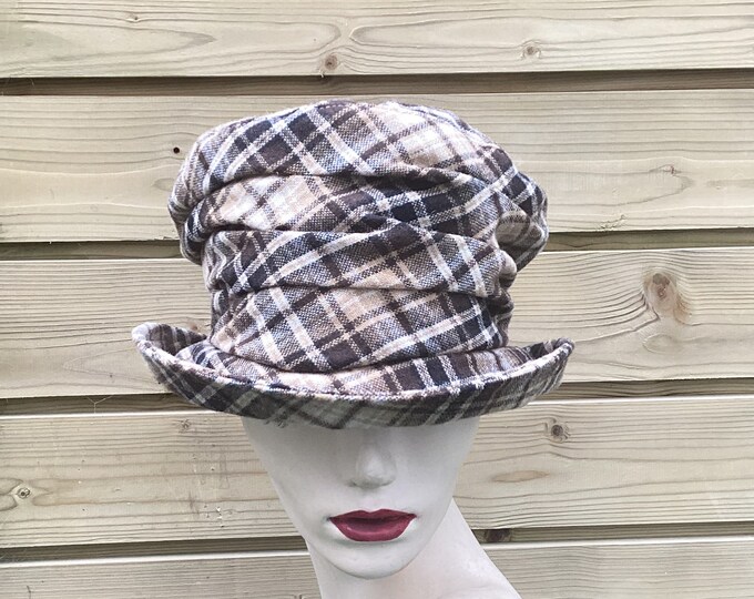 Eco-friendly Plaid Wool Ruched Top Hat - Sustainable Fashion Accessory ...