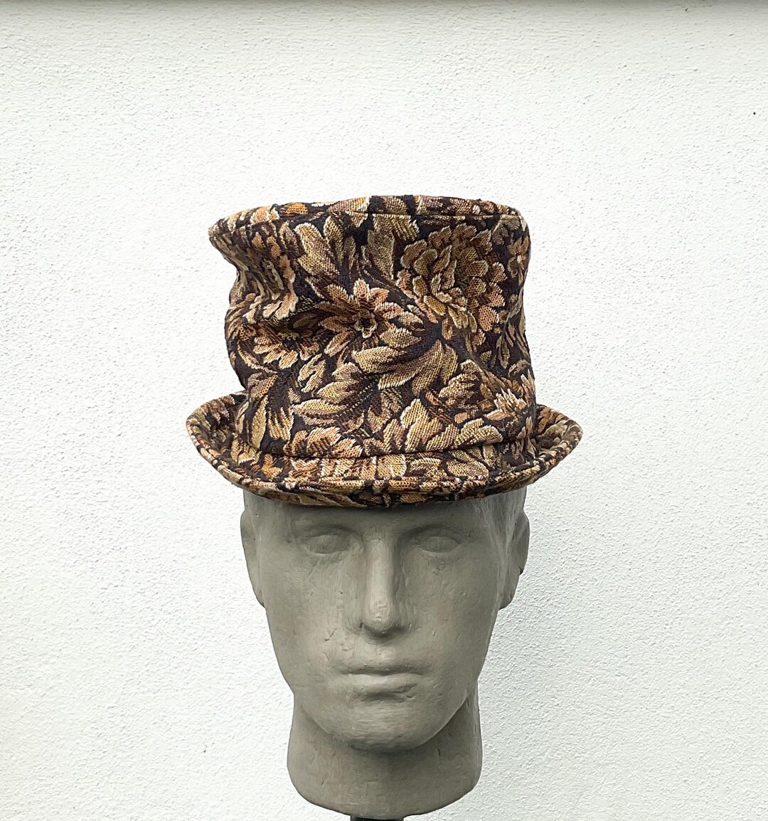 Bohemian Chic: Floral Tapestry Fabric Slouchy Top Hat - Statement Piece ...
