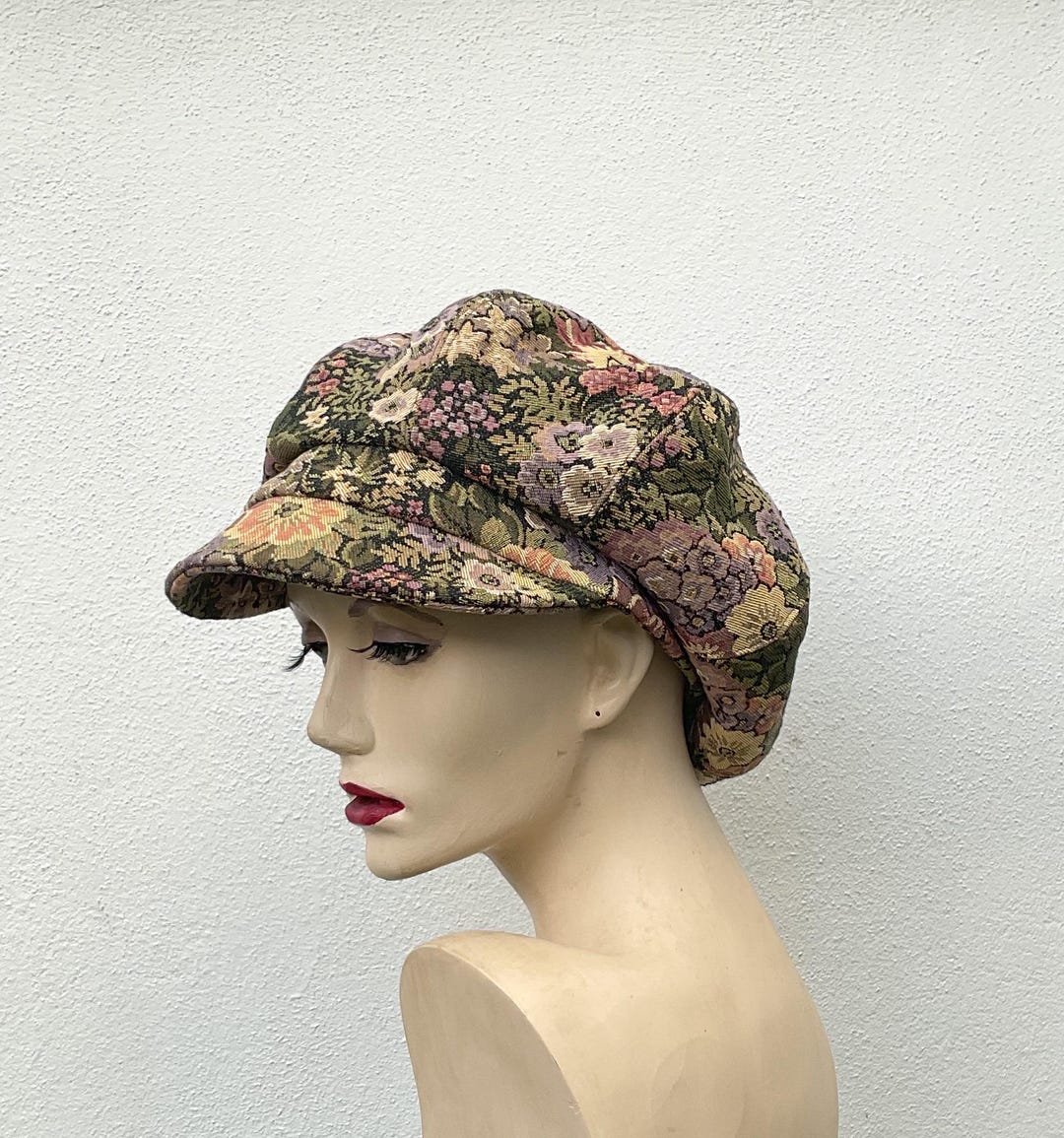 Eco-friendly Floral 8-panel Baker Boy Cap | Chic Handmade Hat Made From ...