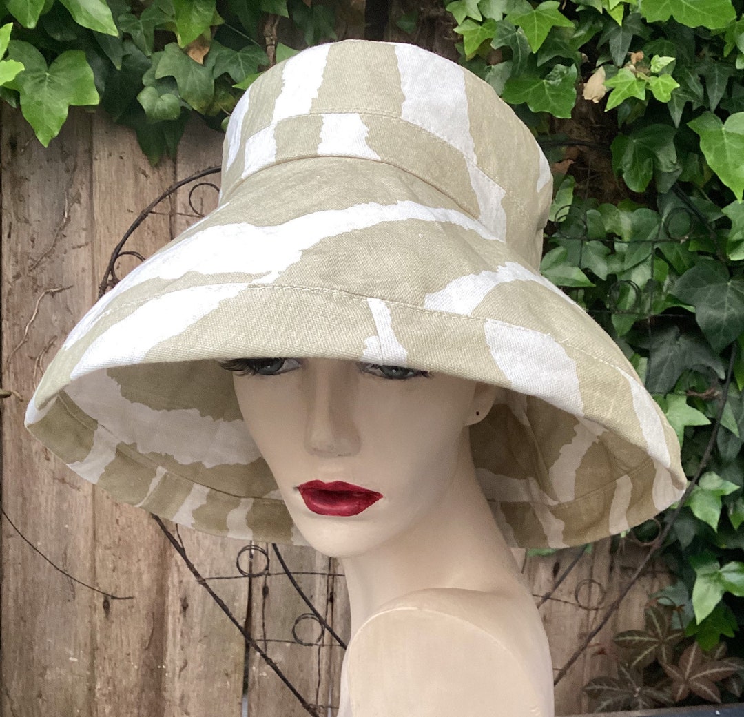 Zebra Print Cotton Canvas Wide Brim Sun Hat - Reversible Linen Crown - Etsy
