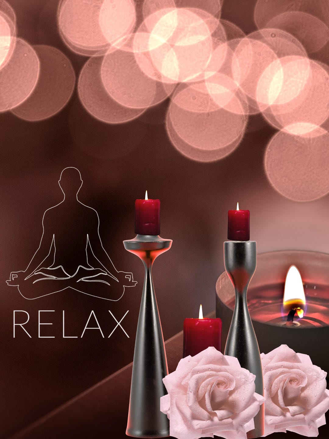 Mindfulness Art Print: Rose Gold Bokeh, Candles & Roses - Etsy