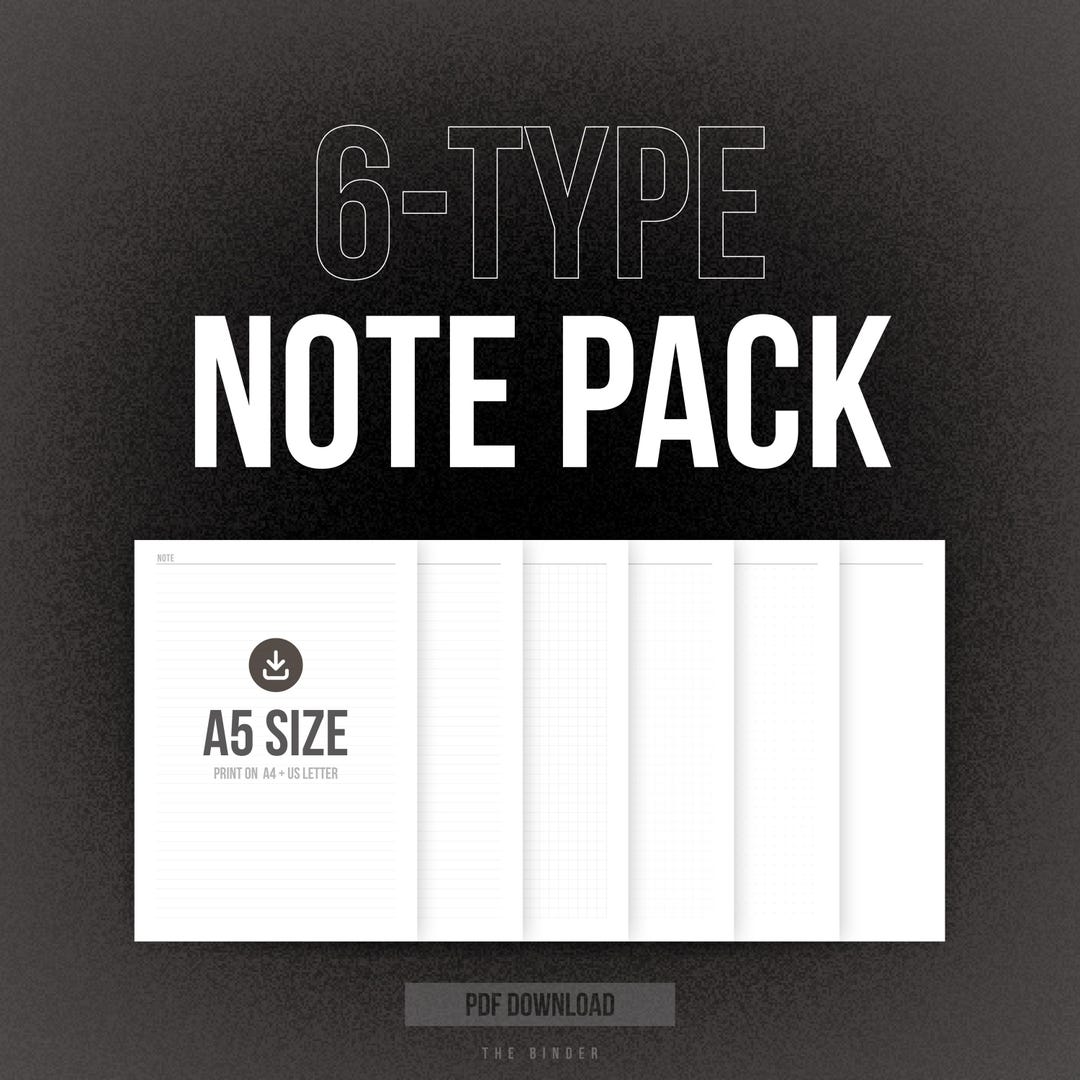 Printable Notebook Paper Templates: 5mm Lined, Grid, Dot (A5, A4, US ...