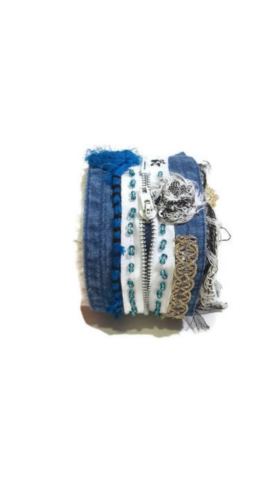 Cuff Bracelet, Fabric Bracelet, Textile Bracelet, Zipper Cuff Bracelet ...