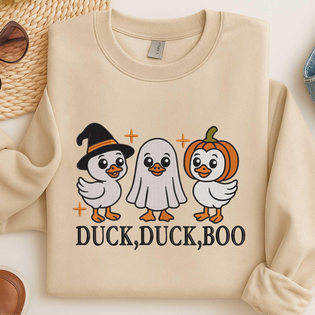 Duck Duck Boo Embroidery Design, Cute Halloween Ducks With Ghost and ...