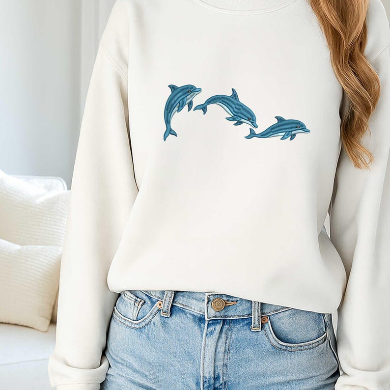 Dolphin Embroidery, Ocean Dolphin Embroidery Design, Sea Animal ...