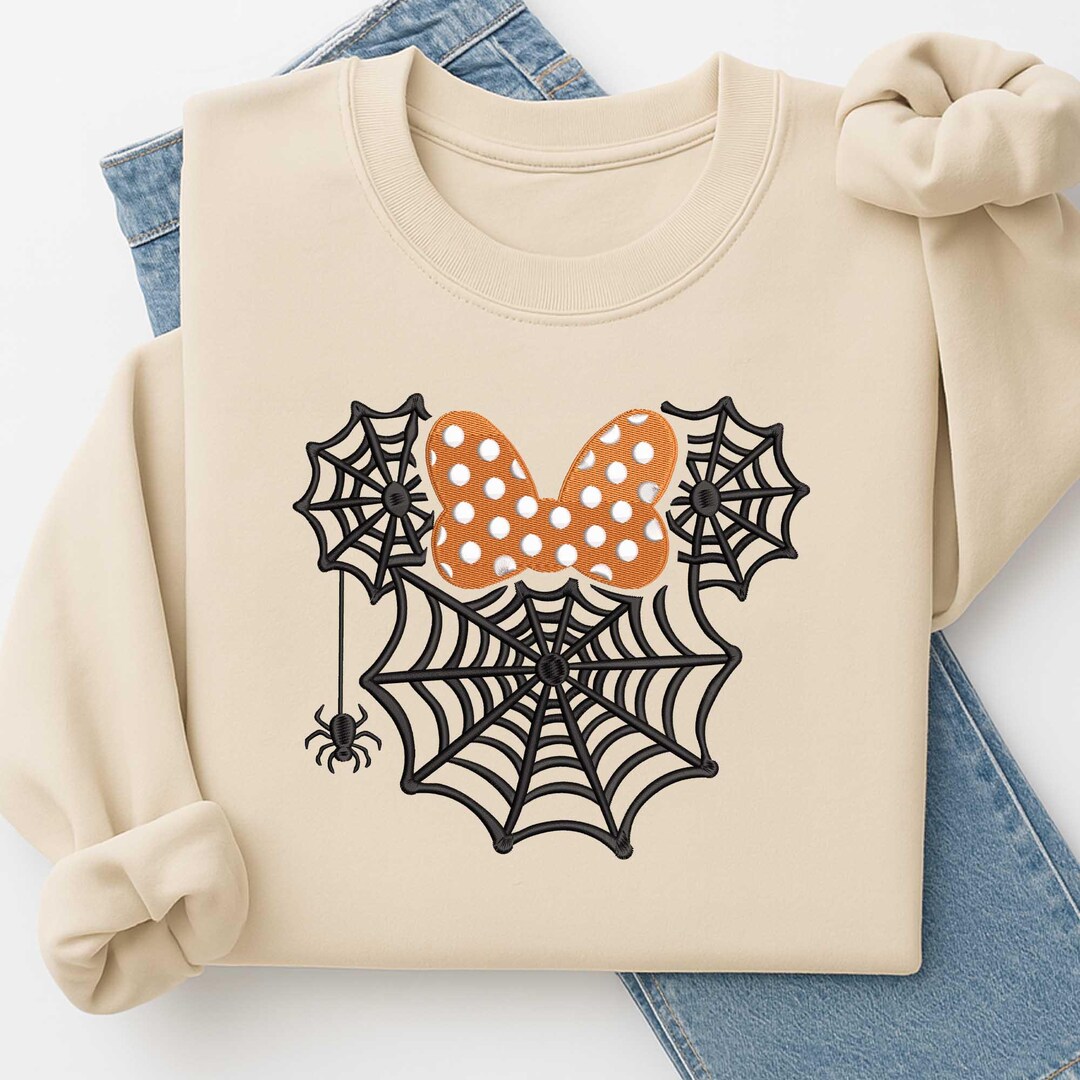 Halloween Spider Web Bow Embroidery, Mickey Head Spooky Machine ...