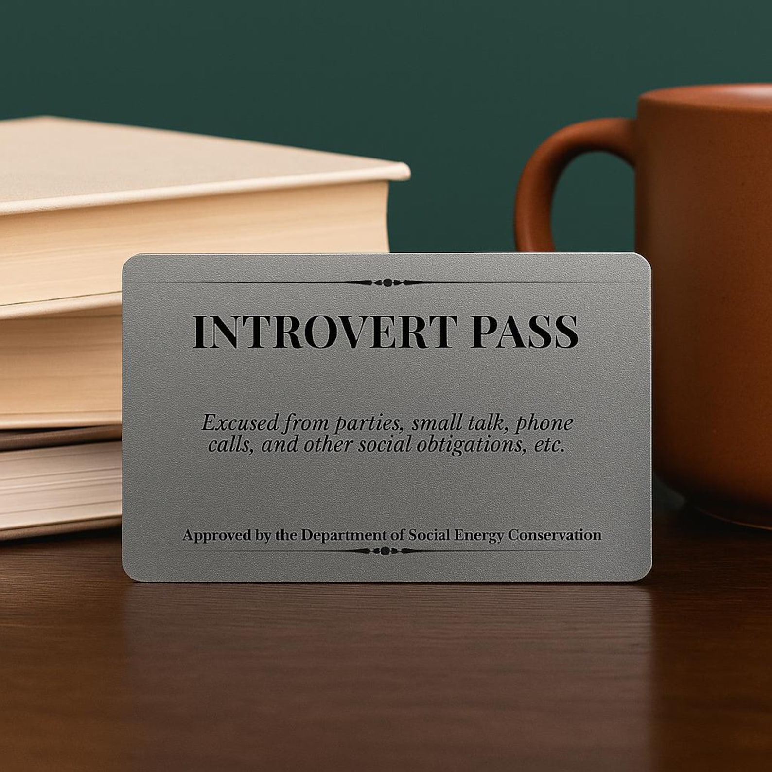 Introvert Pass: Funny Introvert Gift | Social Battery Excuse Card for ...