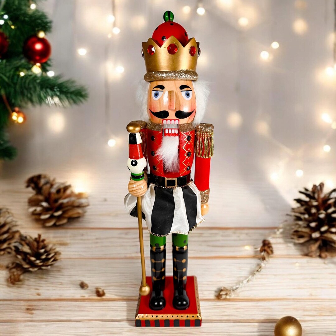 15” Winter Nutcracker, Black and White Check, Whimsical, Holiday Decor ...