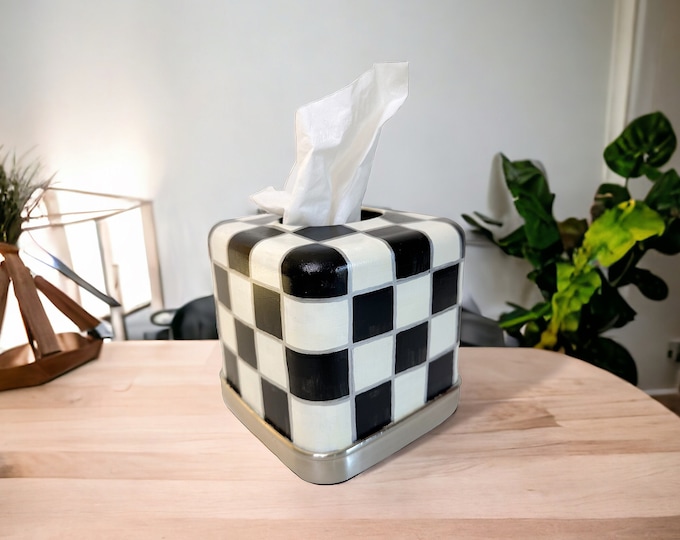 Decorative Tissue Holder Box, Black & White Checks, Polka Dots ...