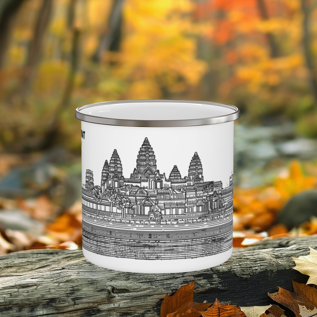 Angkor Wat Camping Mug, Cambodia Mug, Enamel Coffee Cup, Adventure Gift ...