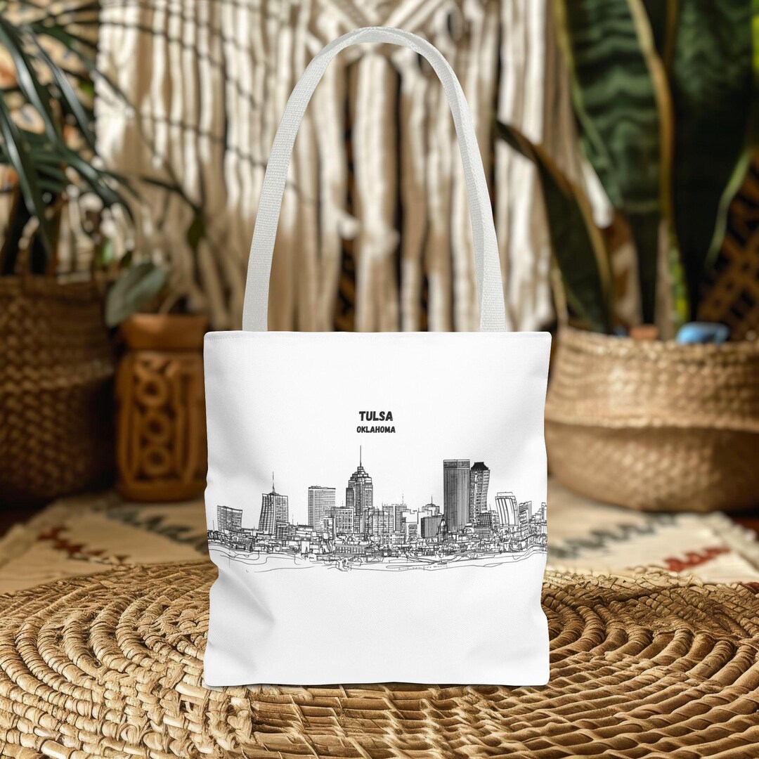Tulsa Tote Bag, Oklahoma, White Tote Bag, Shopping Tote Bag, Minimalist ...