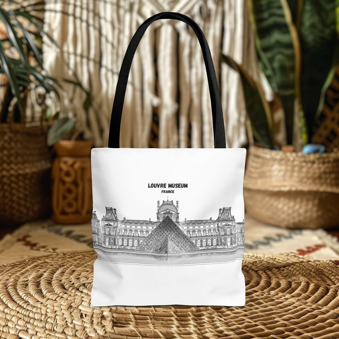 Louvre Museum Tote Bag, France, White Tote Bag, Shopping Tote Bag ...