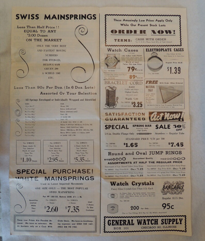 Vintage 1940's General Watch Supply Illustrated Catalog / - Etsy
