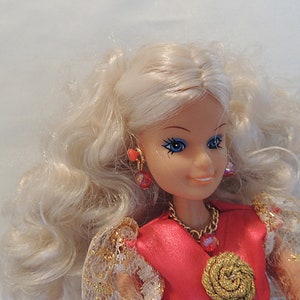 Vintage 1987 Totsy Barbie Clone Doll. Curly Blond Hair, Gown, Jewelry ...
