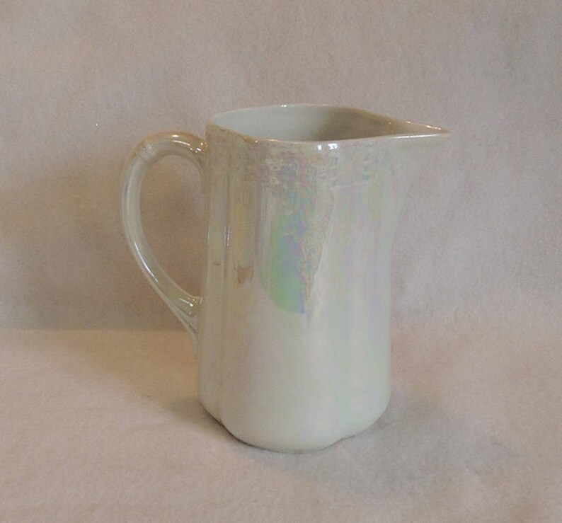Gorgeous Antique Porcelain Portrait 7.5" Pitcher.. Pearl Luster ...