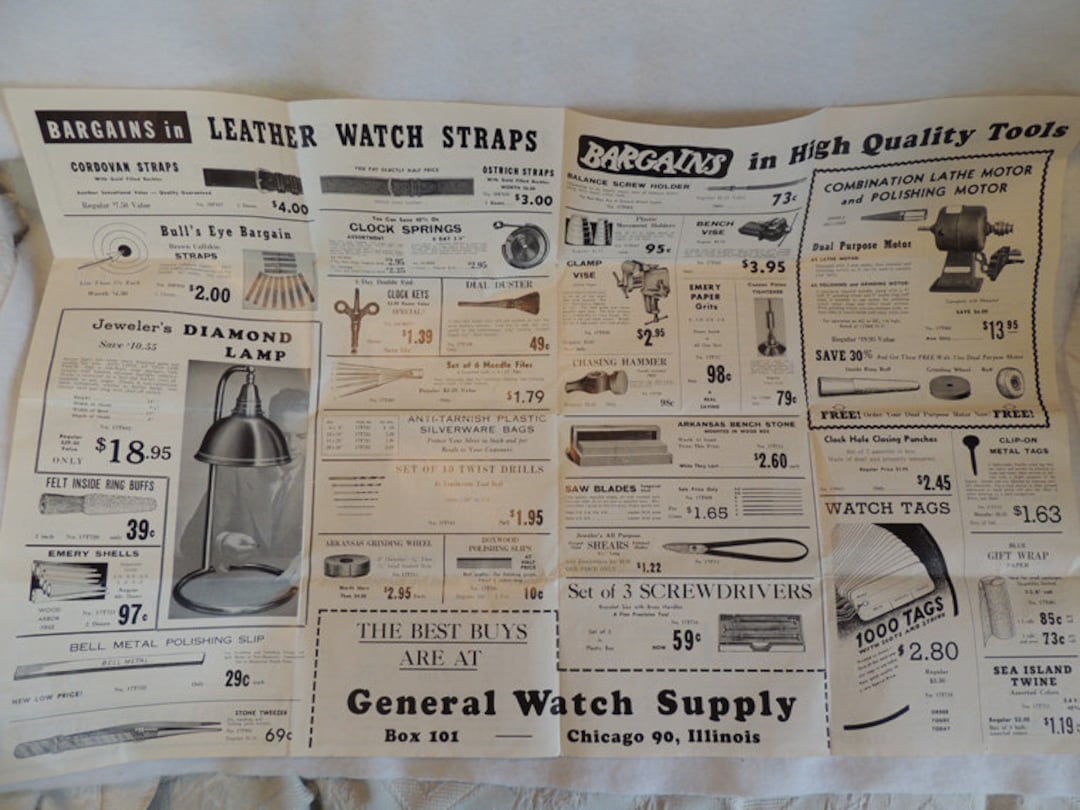 Vintage 1940's General Watch Supply Illustrated Catalog / Brochure ...