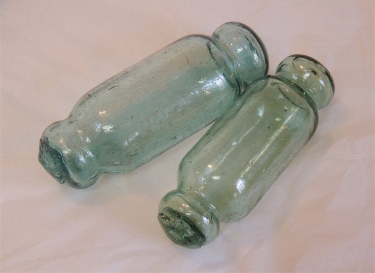 2 Unique Vintage Japanese Rolling Pin GLASS FISHING FLOATS.. 5.5 And 5 ...