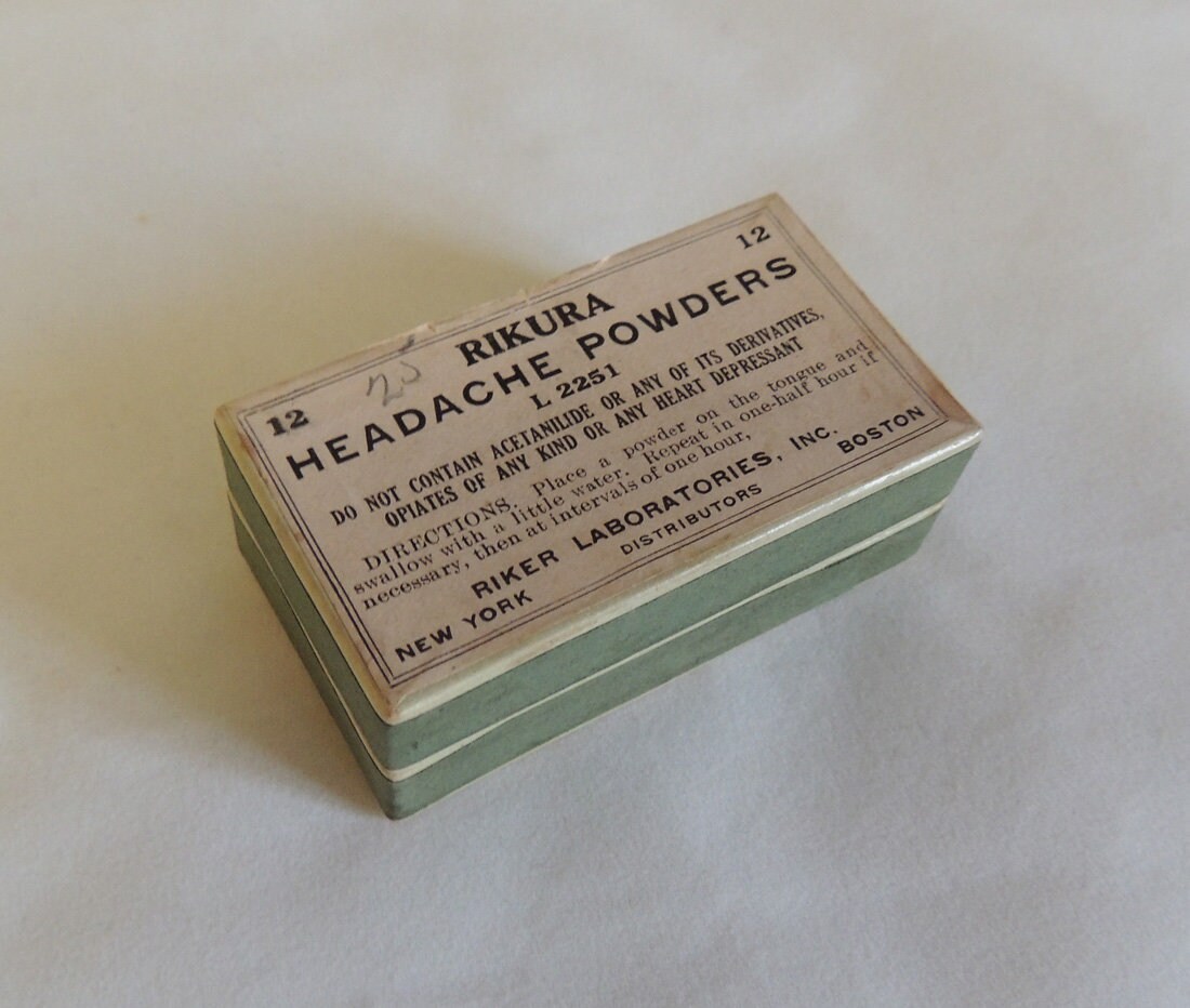 Vintage Pharmacy RIKURA HEADACHE POWDERS Box With Original Never Used ...