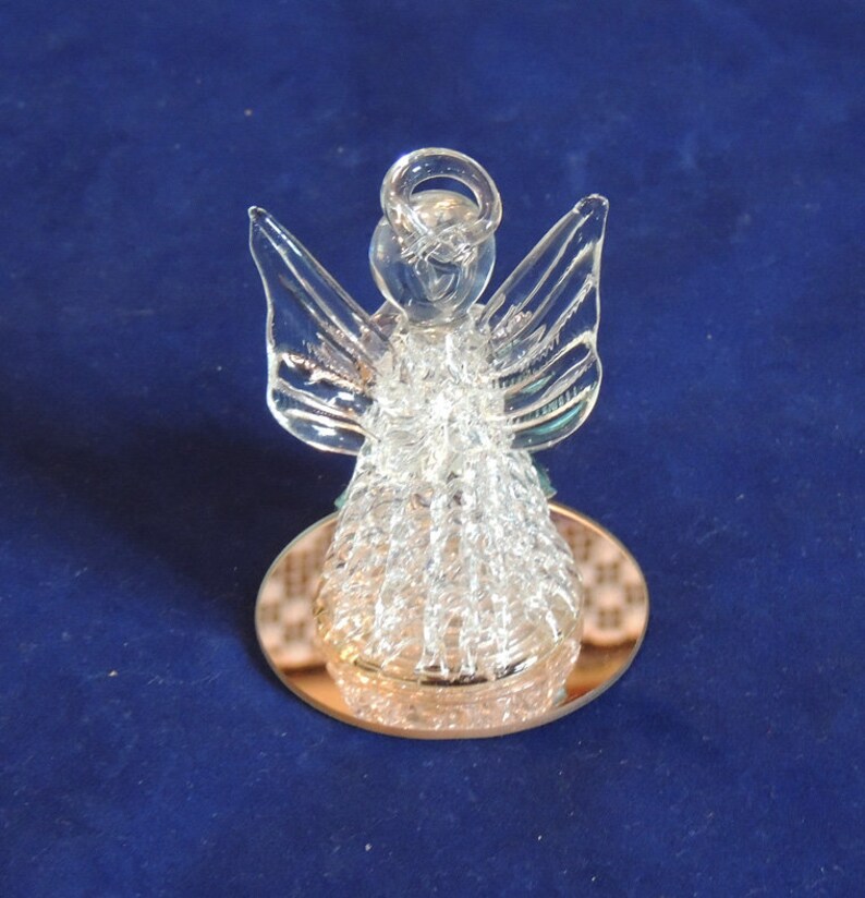 Vintage Hand Spun Blown Art Glass Angel Figurine Ornament.. Gold ...