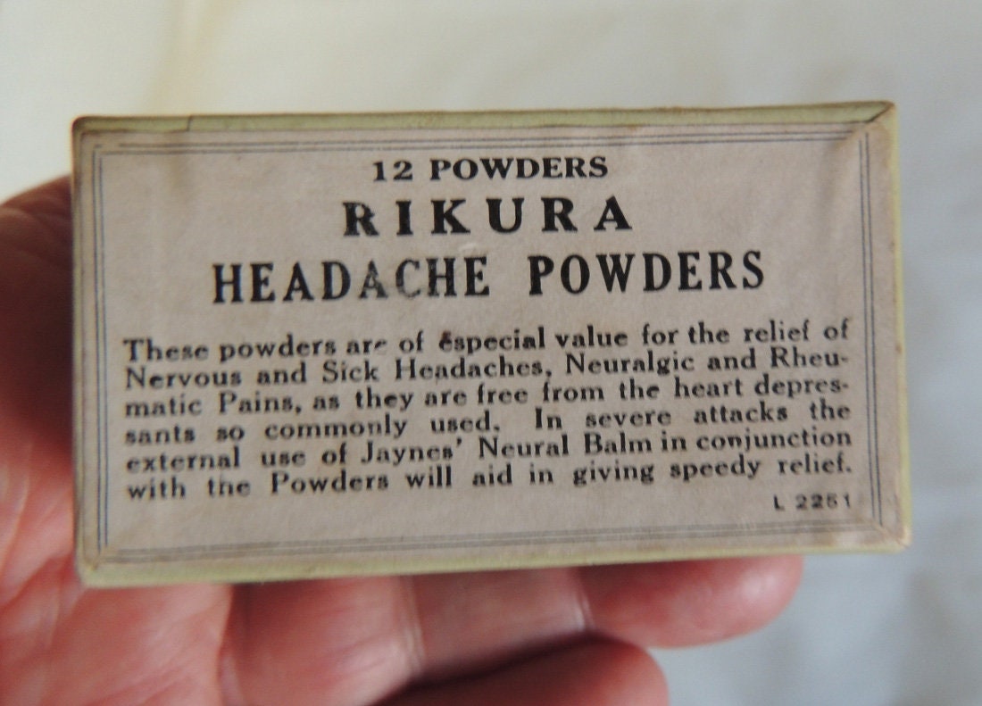 Vintage Pharmacy RIKURA HEADACHE POWDERS Box With Original Never Used ...