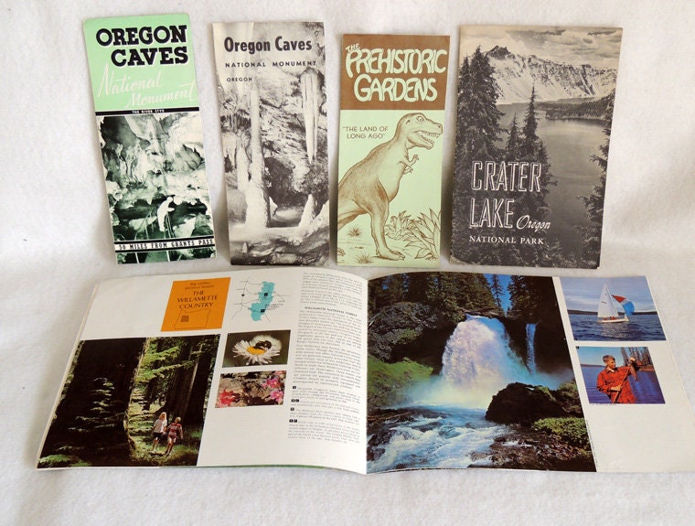 Vintage Oregon Travel Memorabilia.. Caves Crater Lake | Etsy