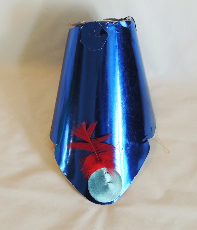 4 Vintage New Years Paper Party Hats.. Foil Cardstock With Feather ...