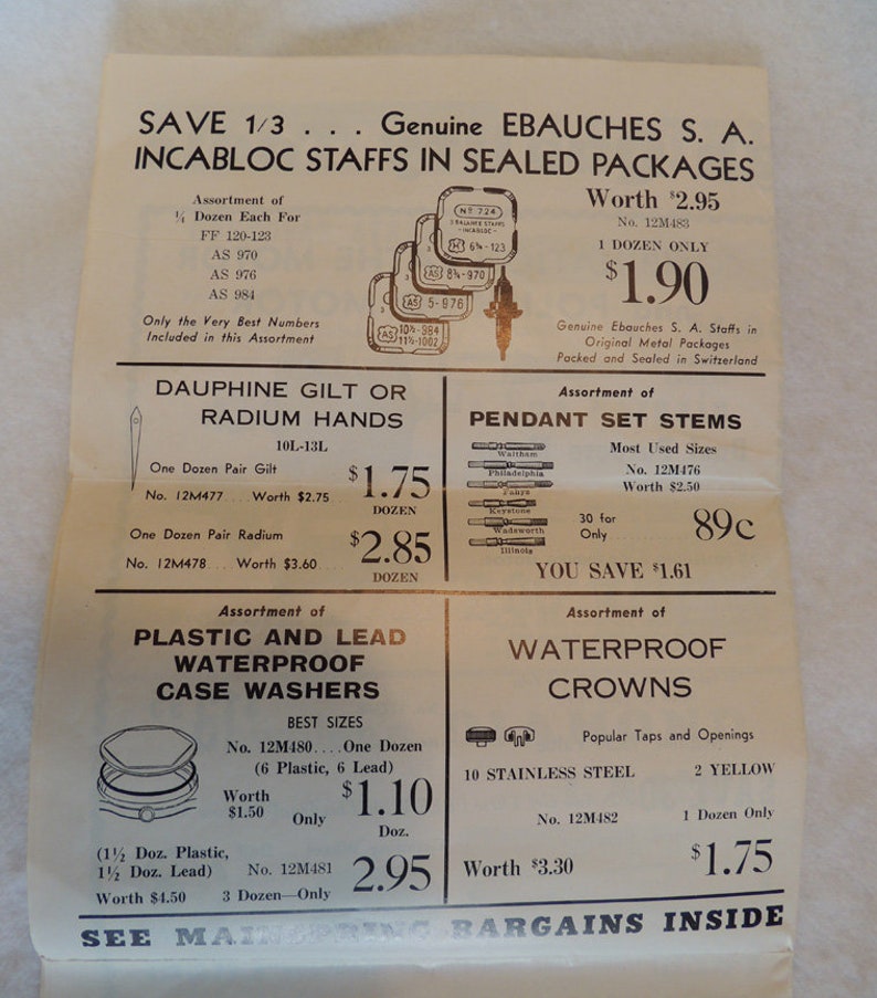 Vintage 1940's General Watch Supply Illustrated Catalog / - Etsy