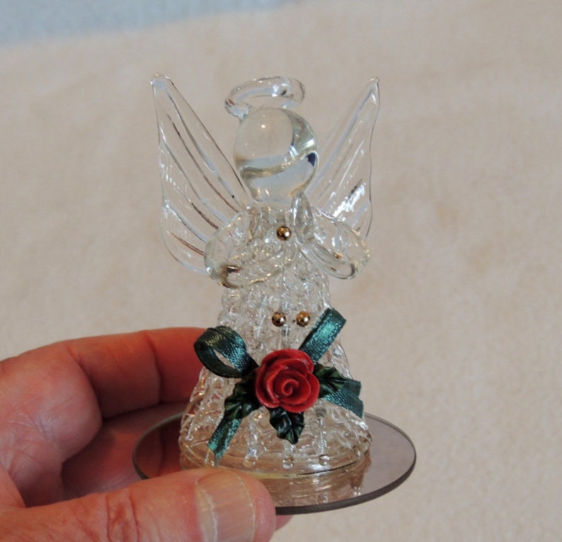 Vintage Hand Spun Blown Art Glass Angel Figurine Ornament.. Gold ...