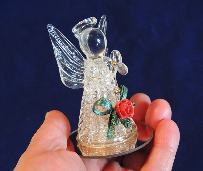 Vintage Hand Spun Blown Art Glass Angel Figurine Ornament.. Gold ...