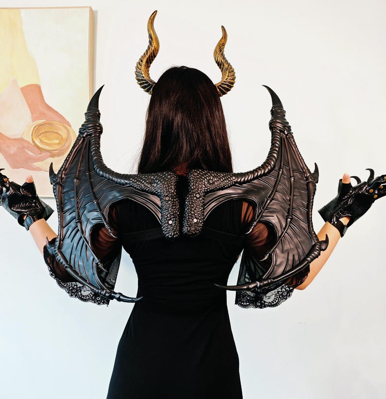 Dragon Wings Cosplay 3-piece Set | Adult Black Dragon Demon Wings ...