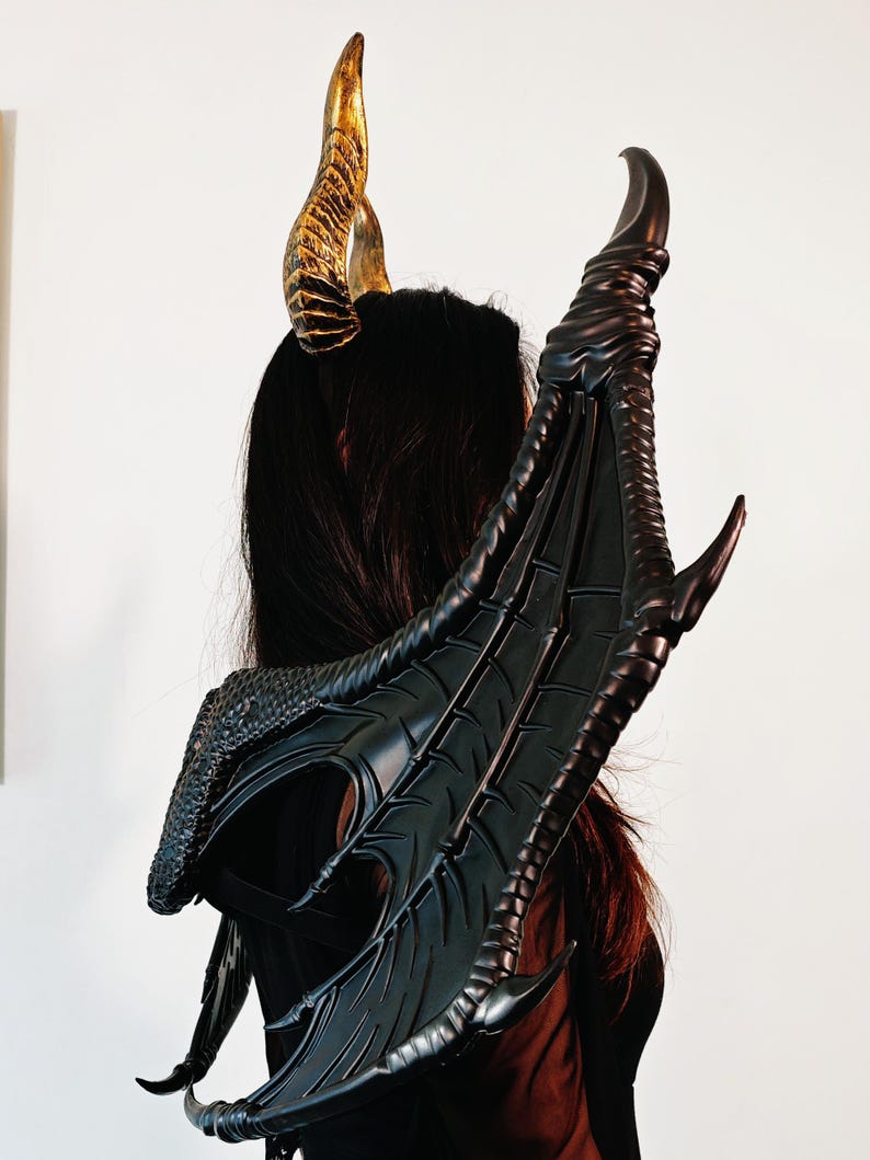 Dragon Wings Cosplay 3-piece Set | Adult Black Dragon Demon Wings ...