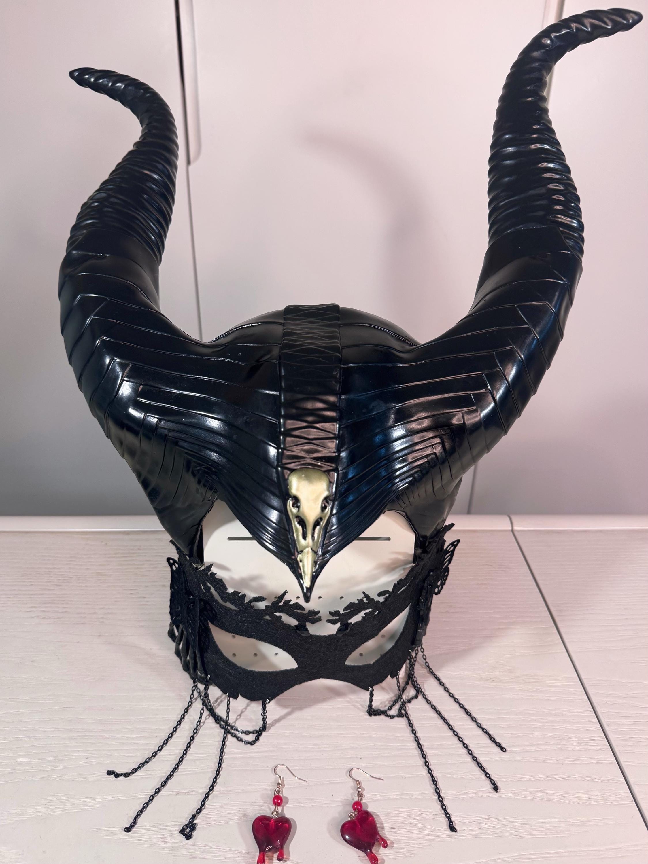 6-piece Gothic Costume Set: Horn Headpiece, Velvet Cape, Bloody Heart ...