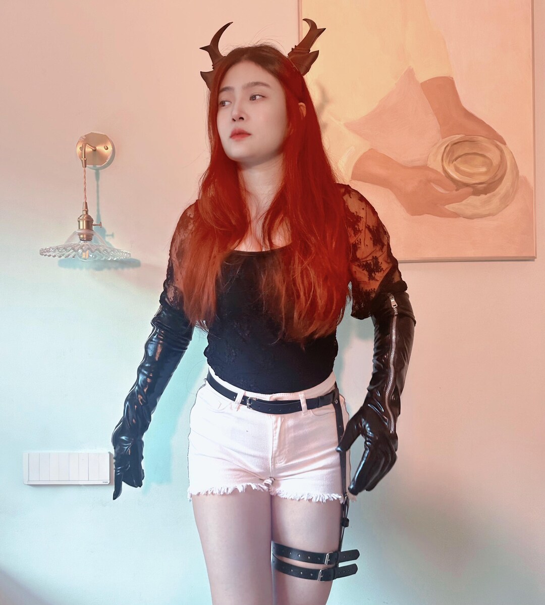 Surtr Cosplay Set: 3D Printed Sarkaz Horns + Long Gloves + Leg Harness ...