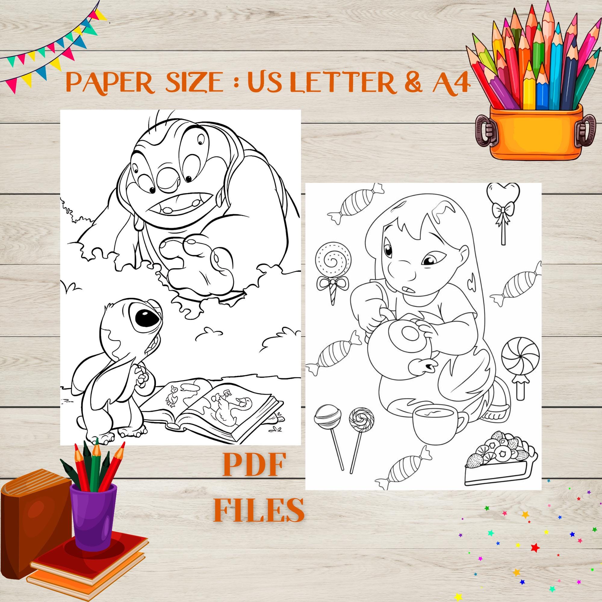 Lilo and Stitch Coloring Pages for Kids :30 Printable Print(pdf ...