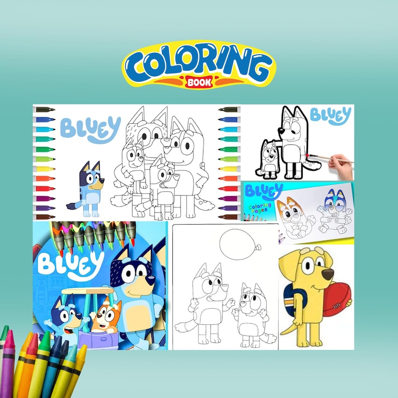 Bluey Dog Coloring Pages: 30 Simple Designs for Kids (PDF Download) - Etsy